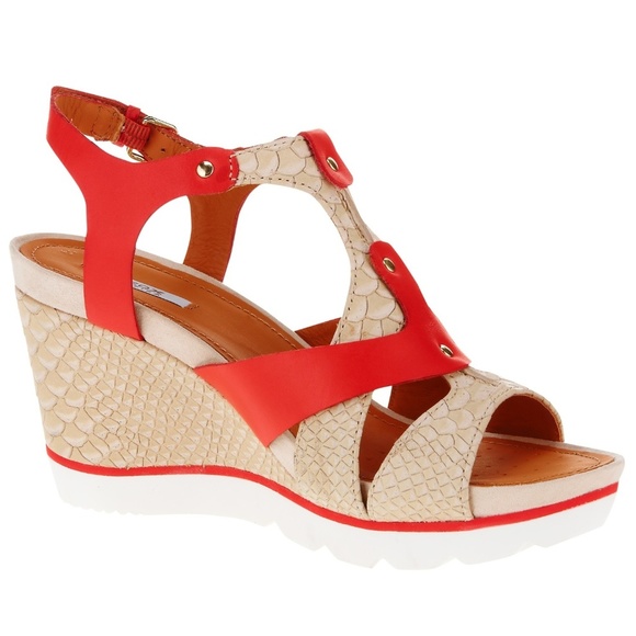 Geox | Shoes | Geox Red Sophie Colour Block Sporty Wedge Sandals | Poshmark